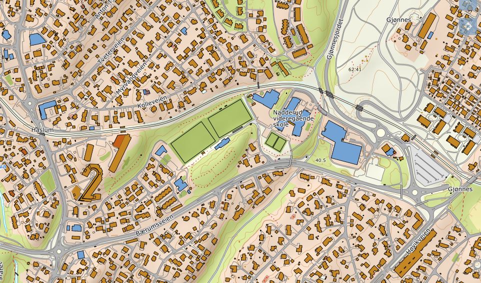 Detaljkart for området ved Haslum IL