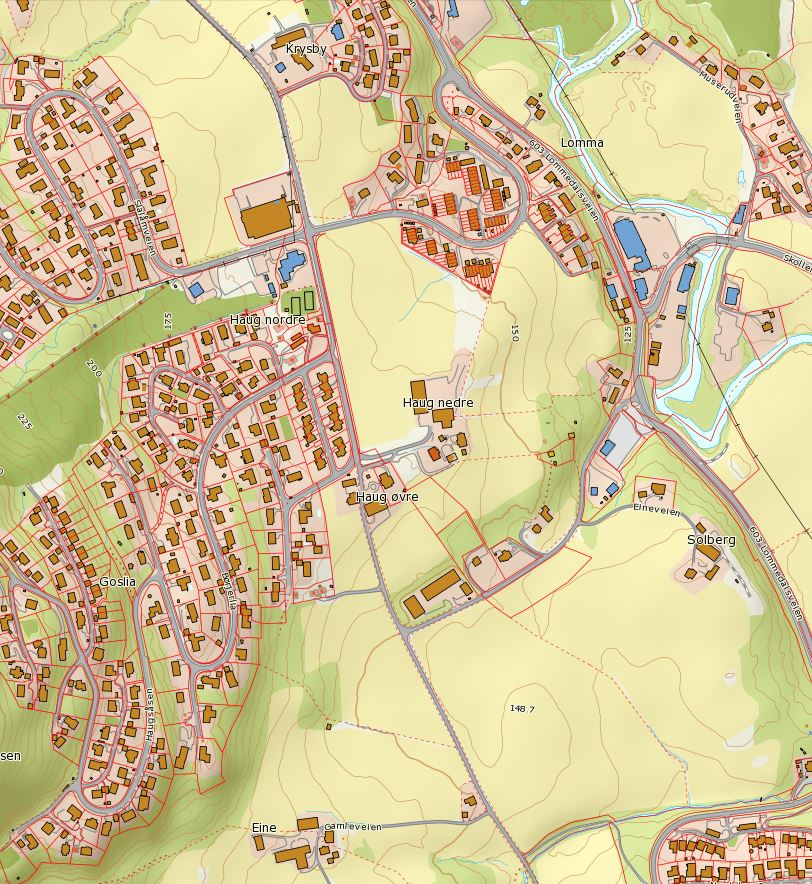 Detaljkart for området omkring Haug